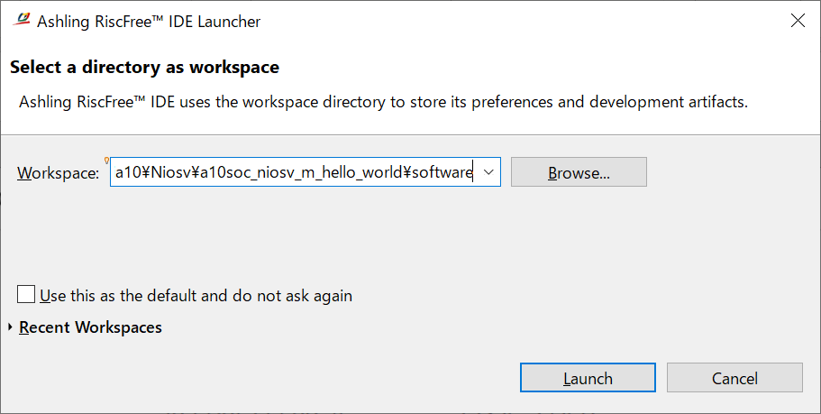 Nios® V Project Development Procedure Using Ashling* RiscFree* IDE ...
