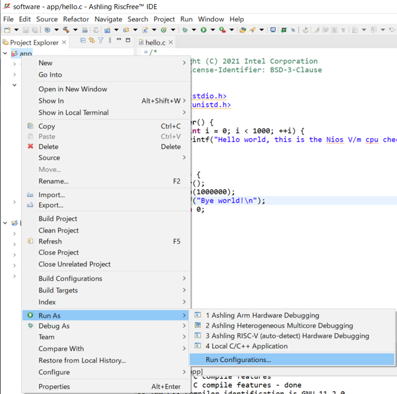 Ashling* RiscFree* IDE を使用した Nios®V プロジェクト開発手順 – 株式会社マクニカ アルティマ カンパニー